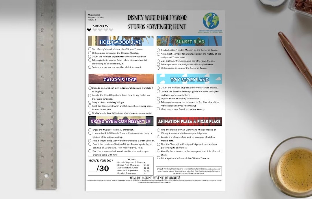 Hollywood Studios Scavenger Hunt - Etsy