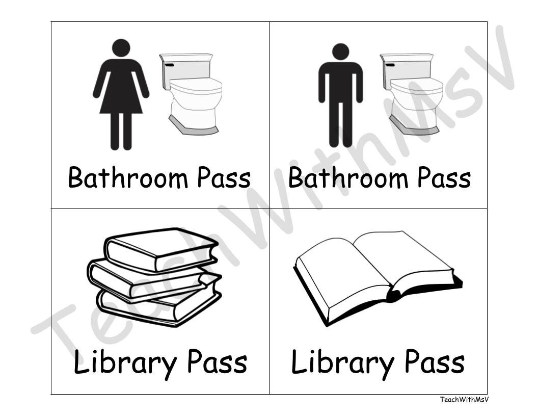 School Hall Pass | Library Pass | Bathroom Pass | Office Pass | Nurse ...
