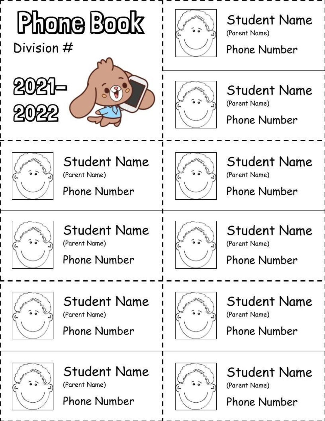 Primary Class Phone Book (edit on Google Slides) | End of School Year ...