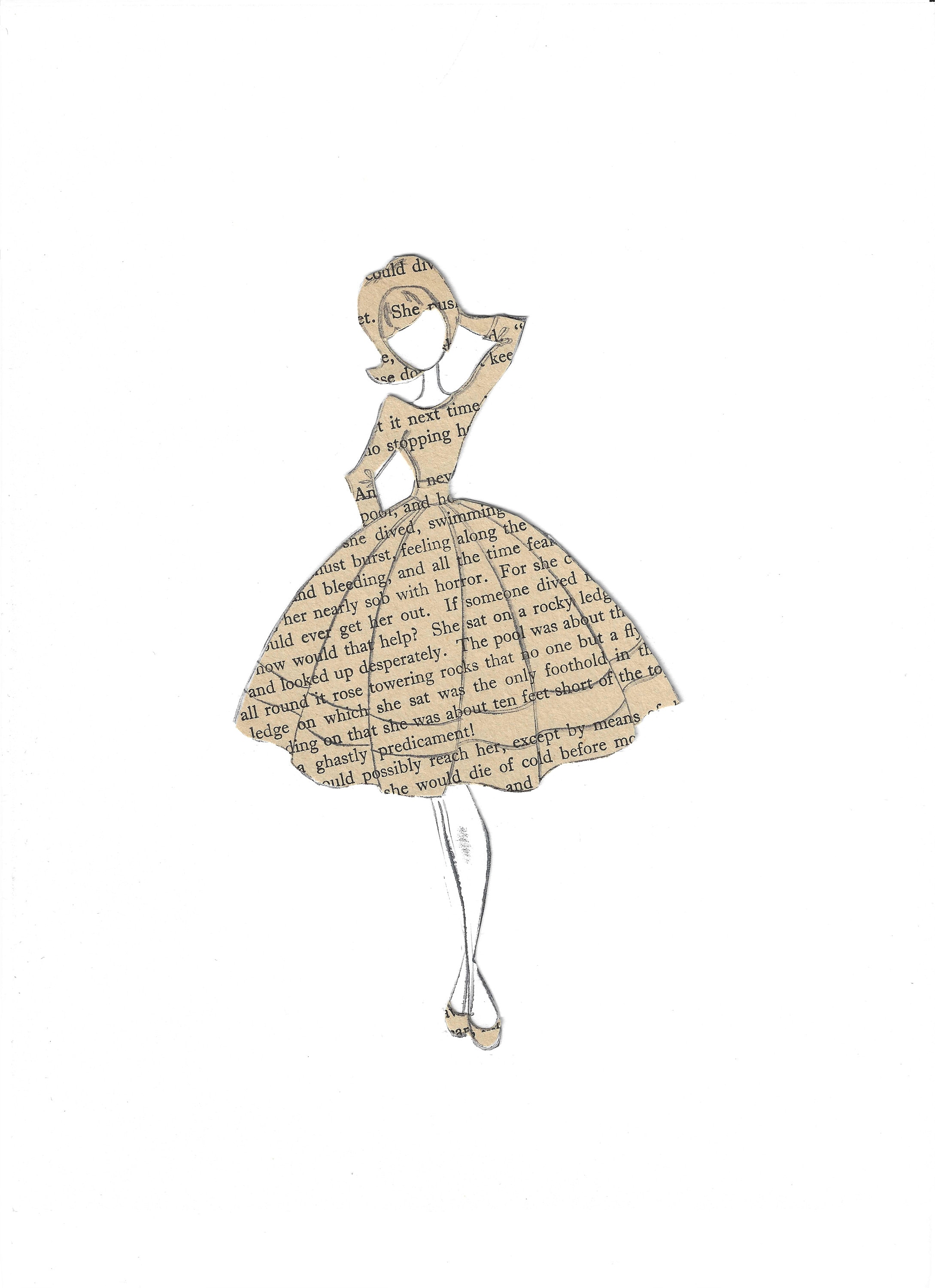 Book Page NOT Colored Paper Dolls, Set of 5 - Etsy