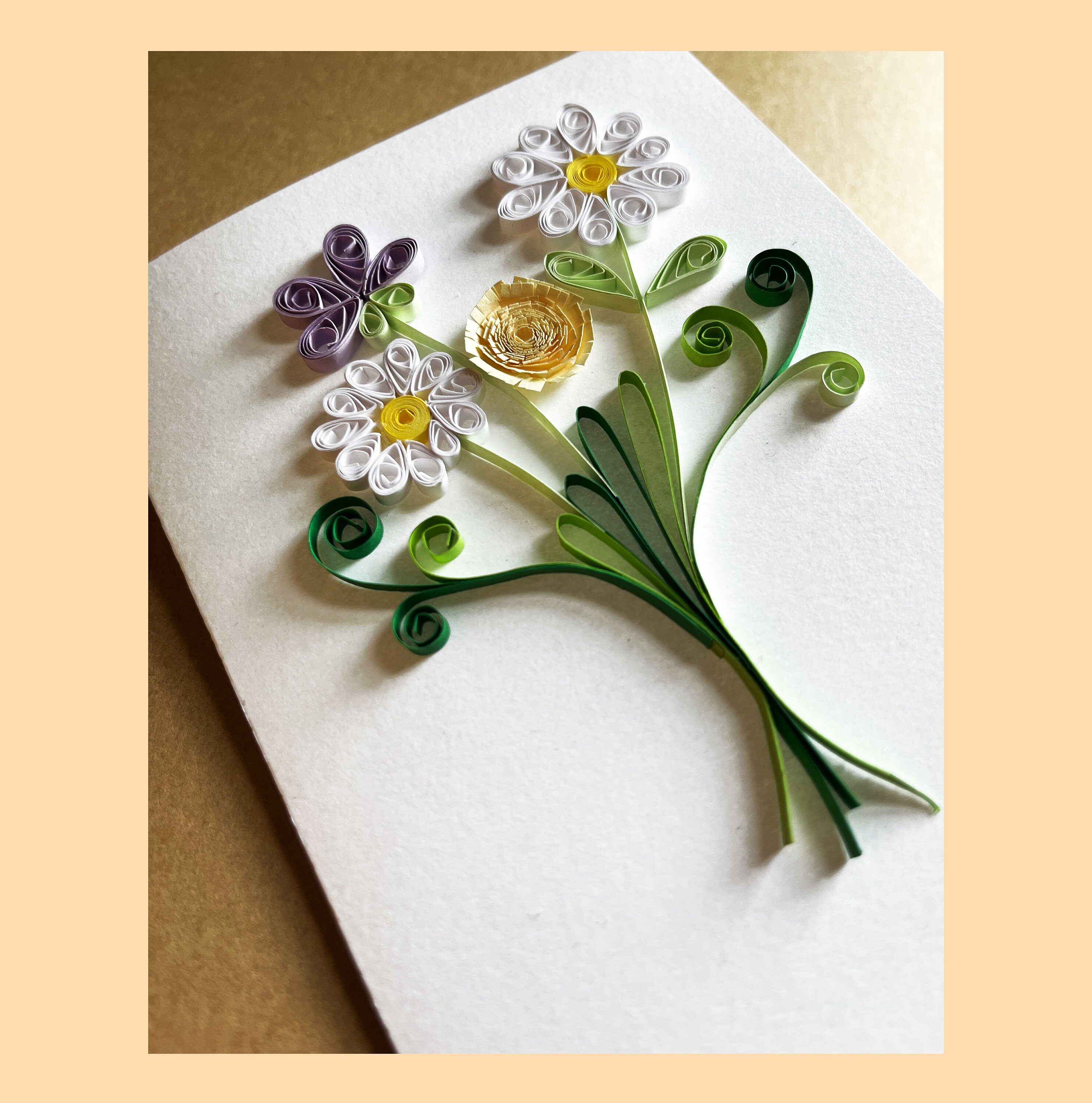 Beautiful Handmade Flower Bouquet Card Quilled Flowers Happy Birthday ...