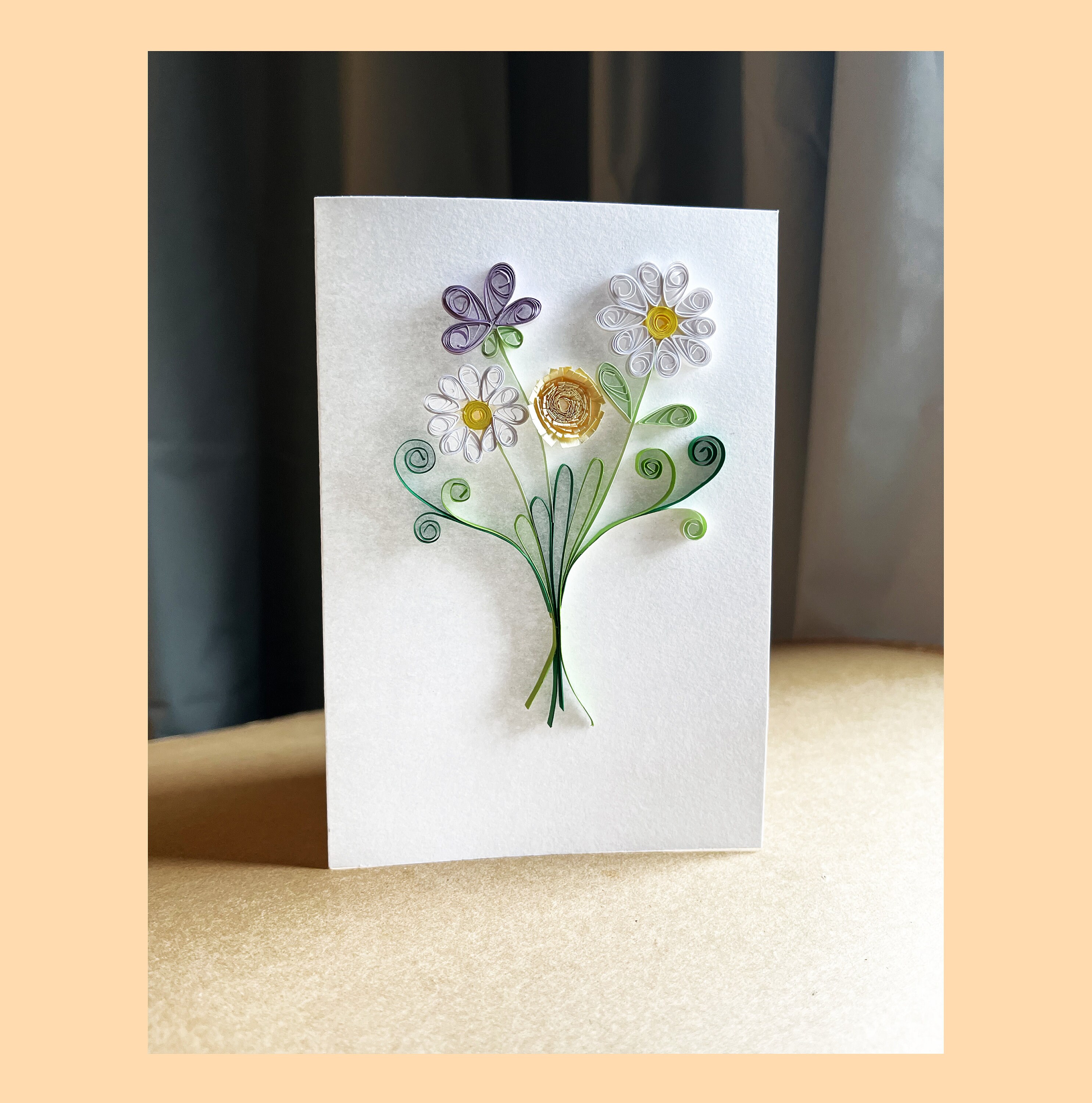 Beautiful Handmade Flower Bouquet Card Quilled Flowers Happy Birthday ...