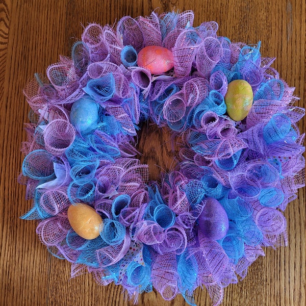 Deco Mesh Easter Wreath - Etsy