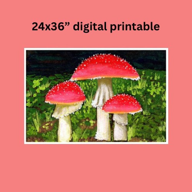Mushroom Painting Printable Mushroom Art Printable Mushroom Decor ...