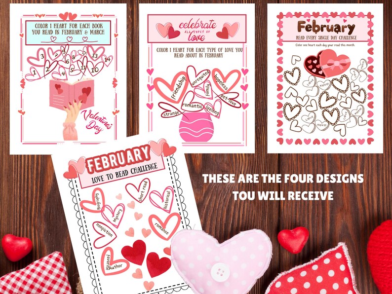 Valentines Reading Tracker, Coloring Page Book Log (digital Download ...