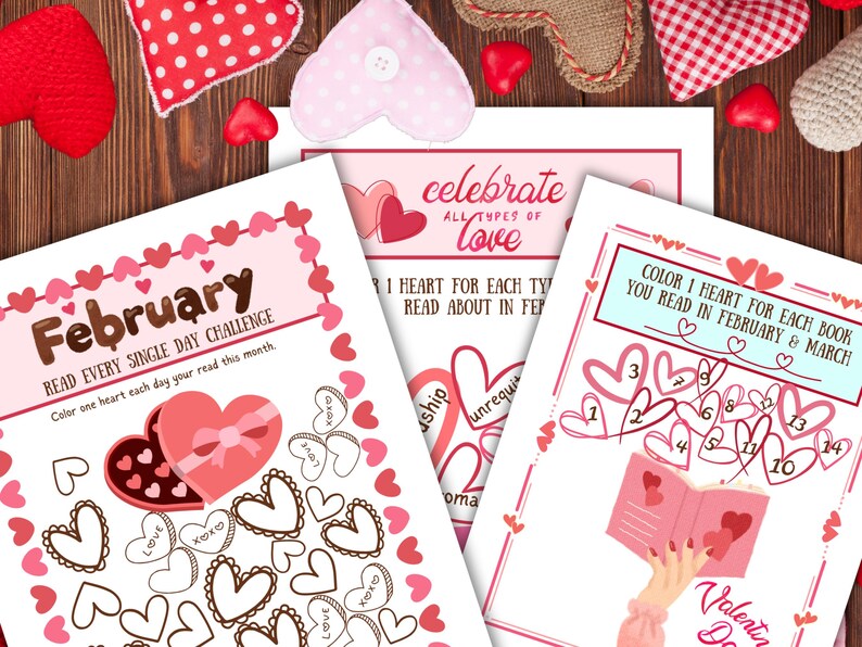Valentines Reading Tracker, Coloring Page Book Log (digital Download ...