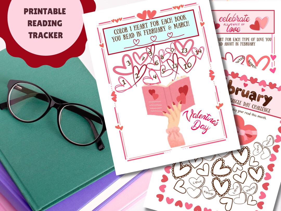 Printable Valentines Bookmark Reading Tracker Book Log Reading Tracker ...