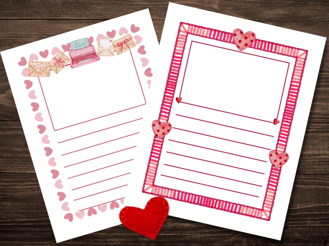 Valentines Days Lined Writing Papers | Home Schooling Copywork Paper ...
