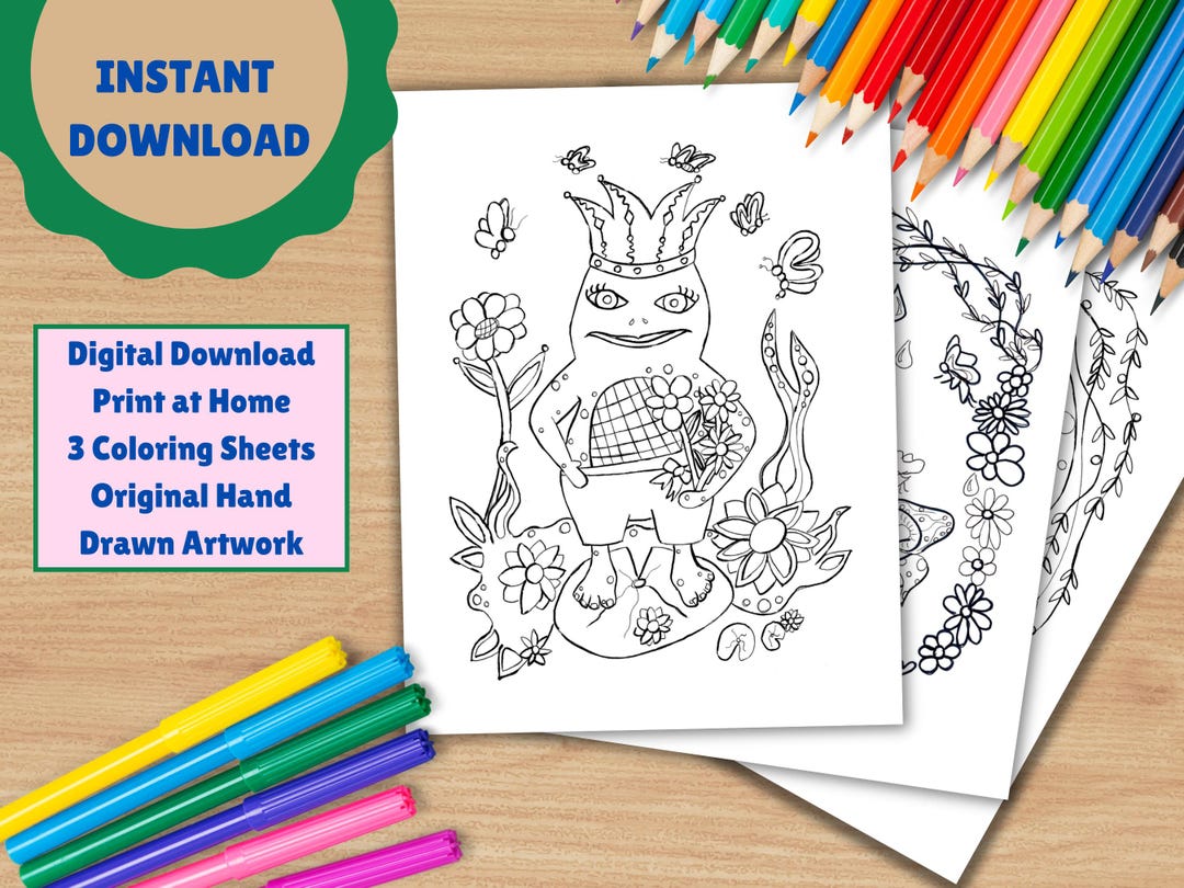 Whimsical Enchanted Forest Printable Coloring Pages Digital Download ...