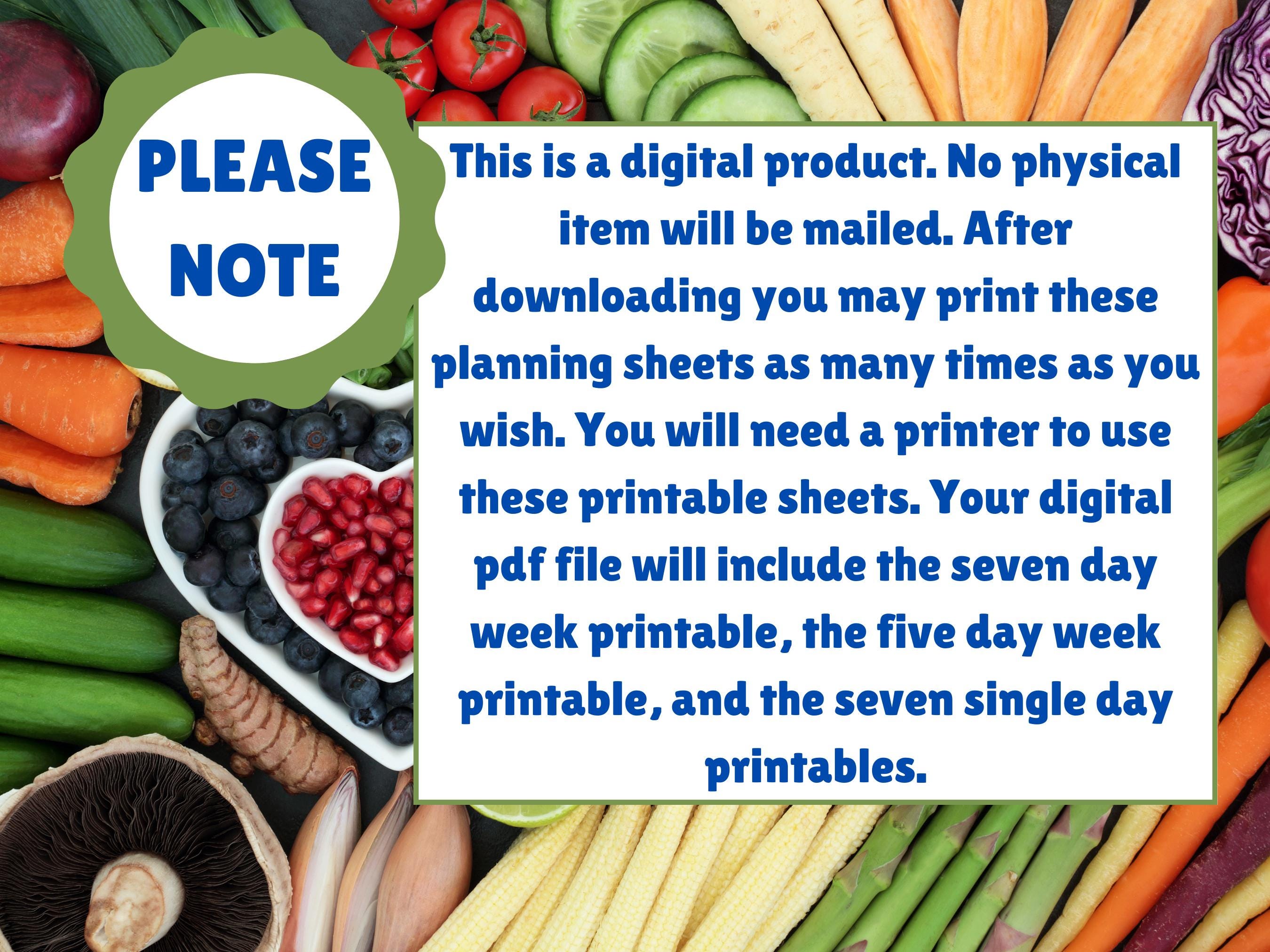 Printable Healthy Portion Meal Planning Pages Portion Control Bariatric ...