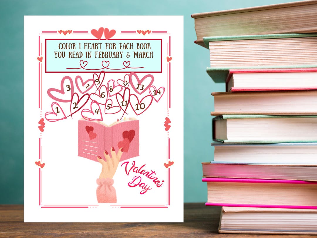 Printable Valentines Reading Tracker Book Log to Color Reading Tracker ...