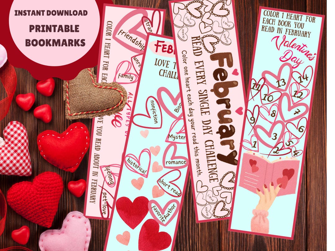 Printable Valentines Bookmark Reading Tracker Book Log Reading Tracker ...