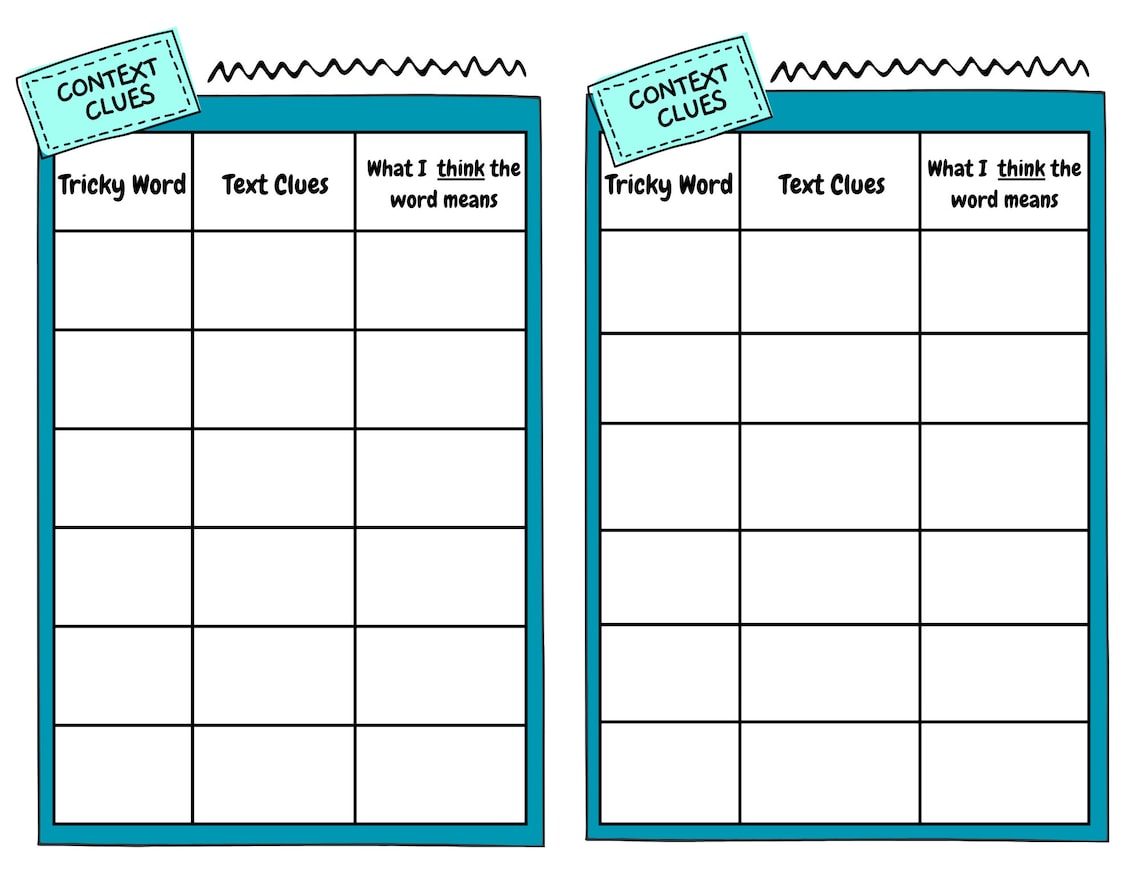 Reading Comprehension Chart Context Clues Graphic Organizer Skills ...