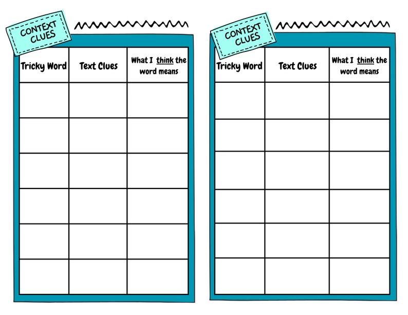Reading Comprehension Chart Context Clues Graphic Organizer Skills ...