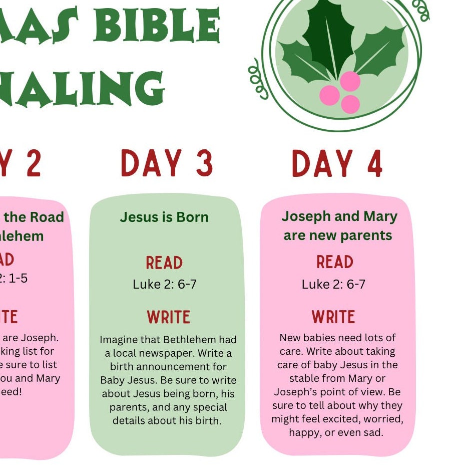 Kids Christmas Bible Journal Writing Task Prompt Bible Study Writing 7 ...