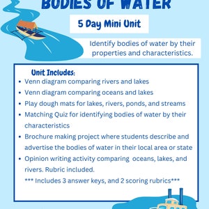 Bodies of Water Printable Unit Homeschool Science Social Studies ...