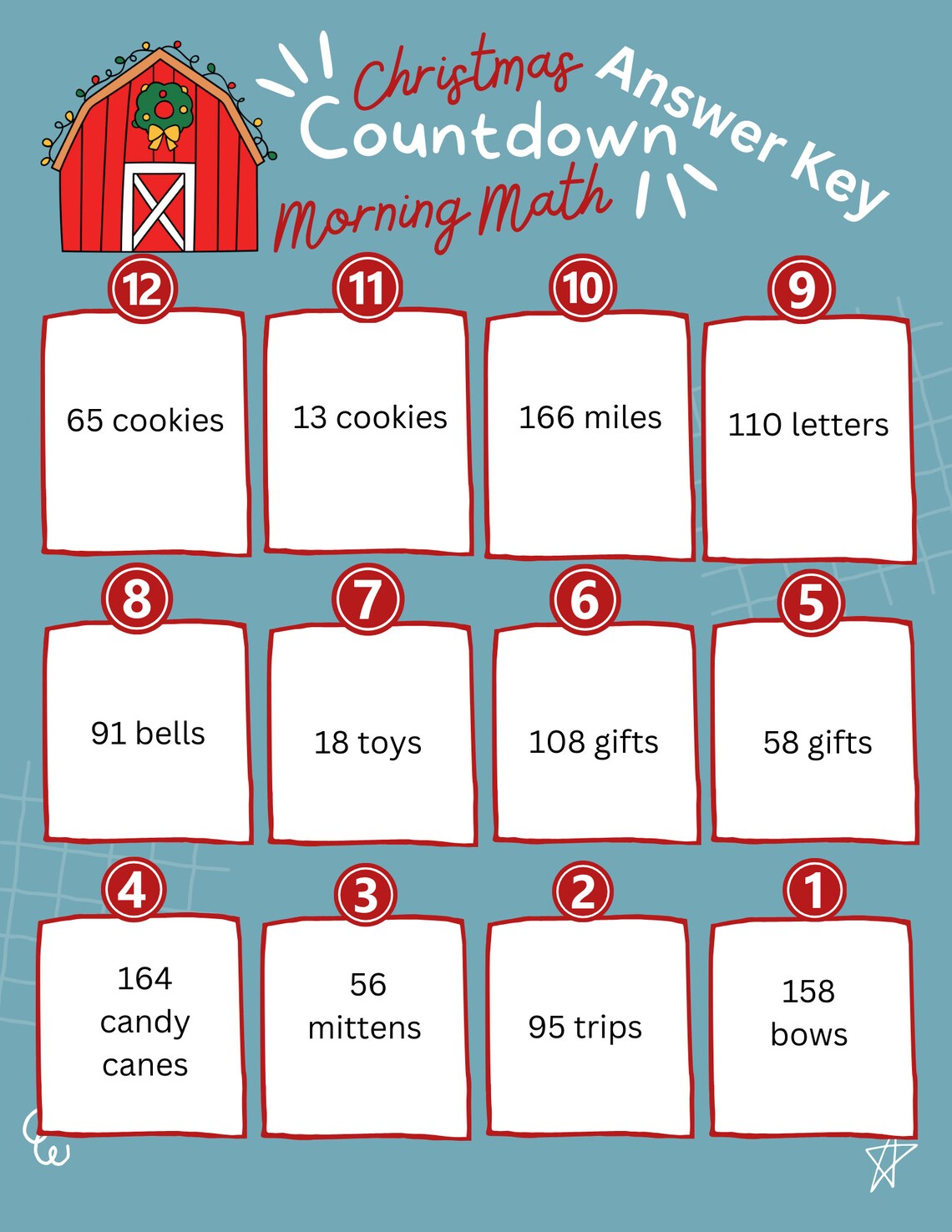 Christmas Addition and Subtraction Math Worksheet Countdown Math ...