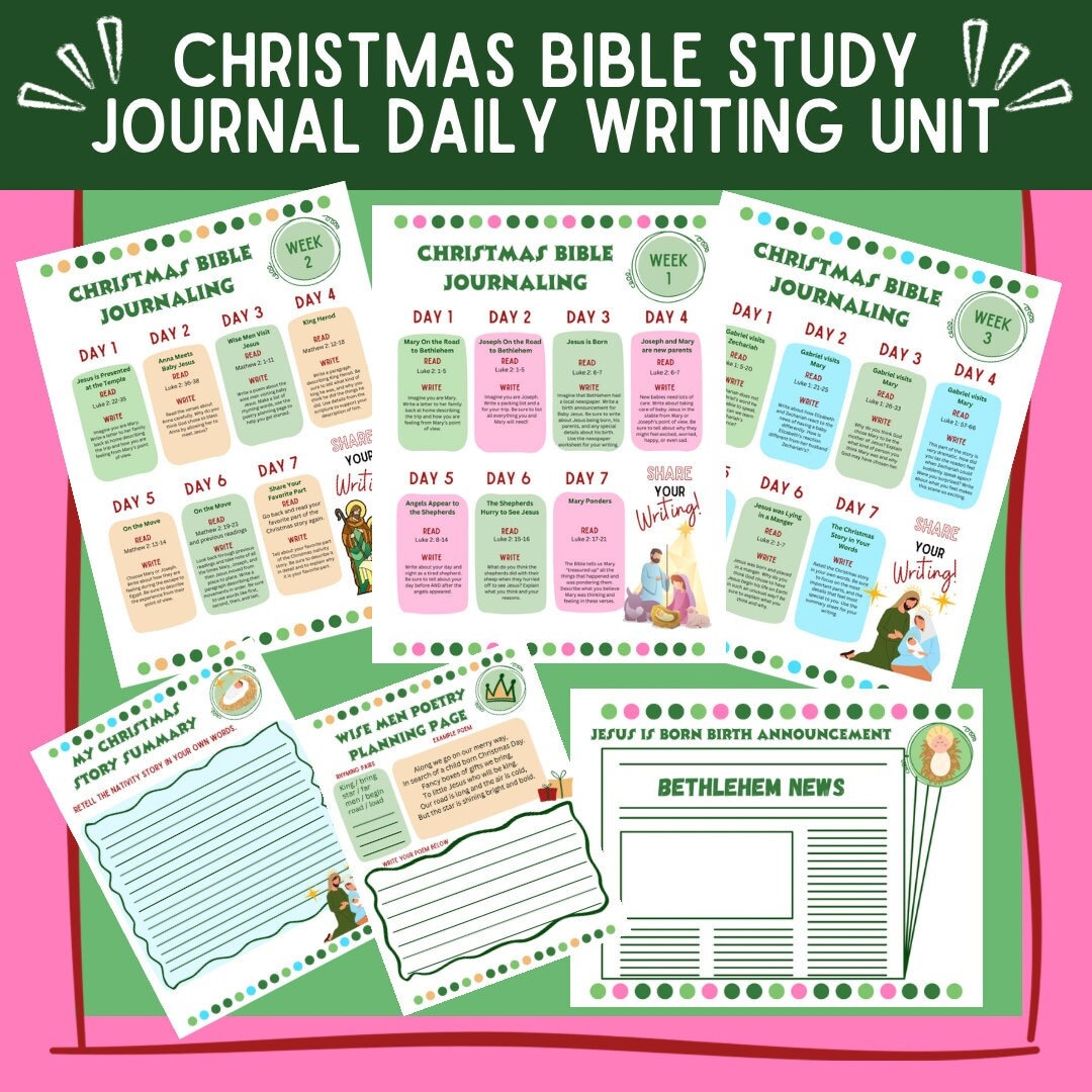 Kids Christmas Bible Journal Writing Task Prompt Bible Study Writing 3 ...