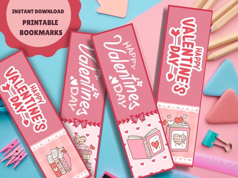 Printable Valentines Bookmarks for Kids Teens Classroom Valentines Day ...