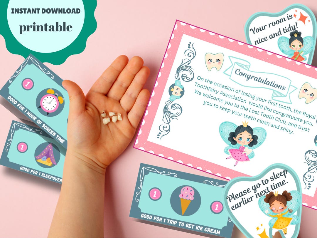 Printable Toothfairy Bundle Tooth Fairy Notes Letters Certificate ...
