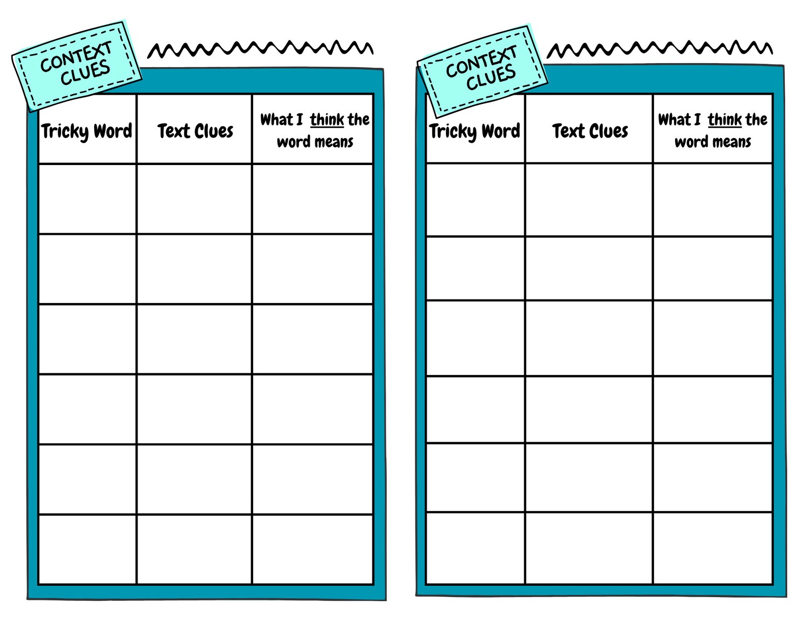 Reading Comprehension Chart Context Clues Graphic Organizer Skills ...