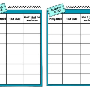 Reading Comprehension Chart Context Clues Graphic Organizer Skills ...