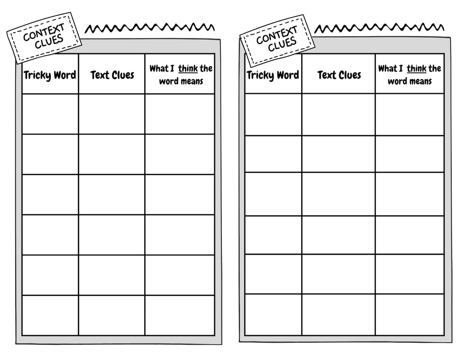 Reading Comprehension Chart Context Clues Graphic Organizer Skills ...