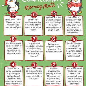 Christmas Countdown Math Printable Worksheet Morning Math Problems ...