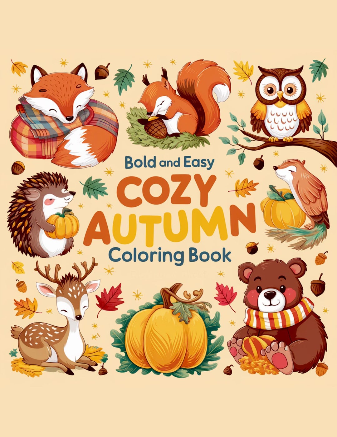 Cozy Autumn Coloring Pages for Relaxation | Bold and Easy Fall-themed ...