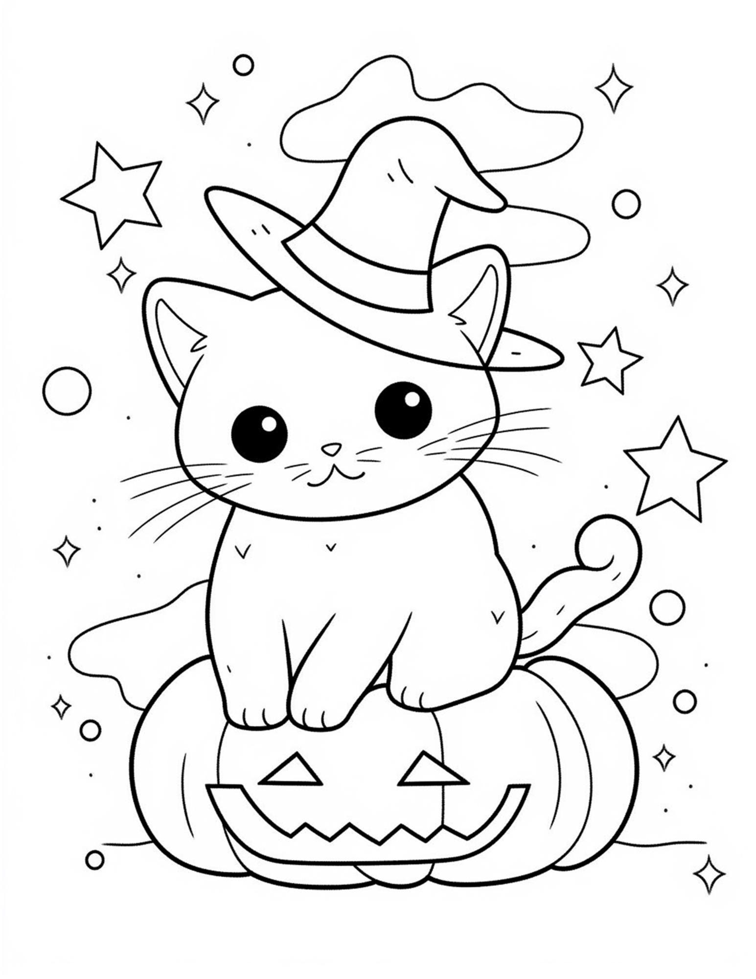 Kawaii Halloween Coloring Pages for Kids | Cute Halloween Printables ...