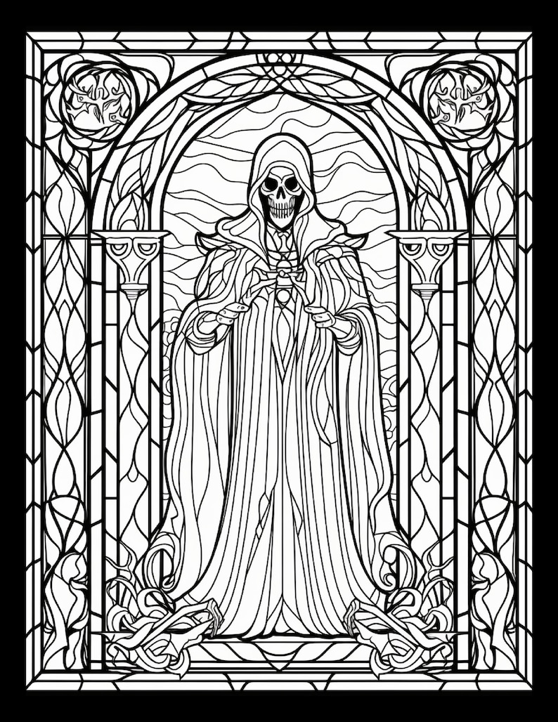 Halloween Special: 125 Unique Stained Glass Coloring Pages for Adults ...