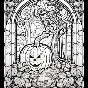 Halloween Special: 125 Unique Stained Glass Coloring Pages for Adults ...