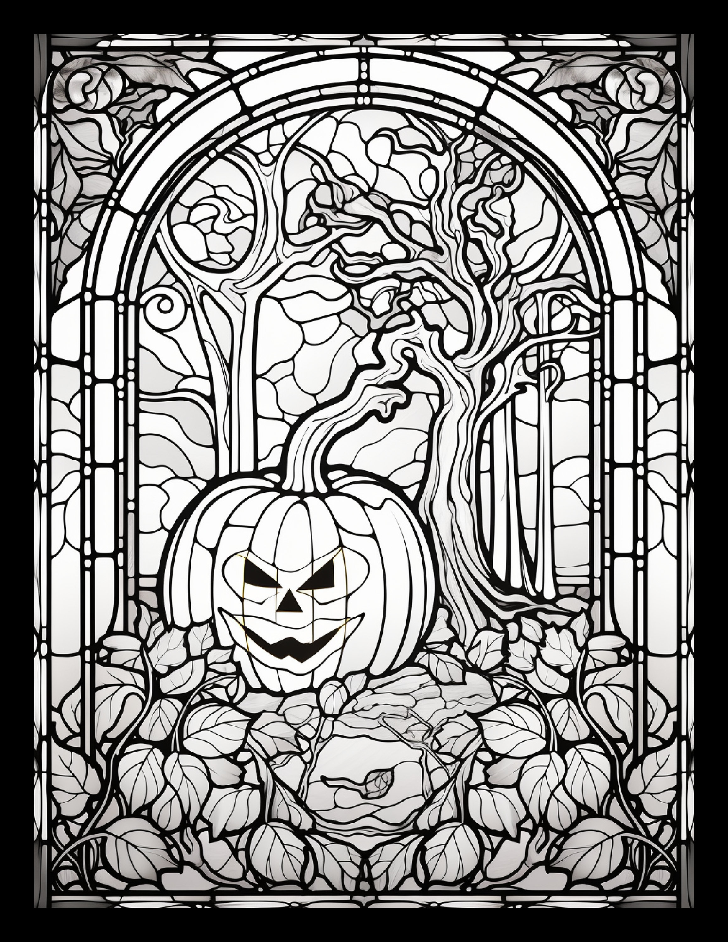 Halloween Special: 125 Unique Stained Glass Coloring Pages for Adults ...