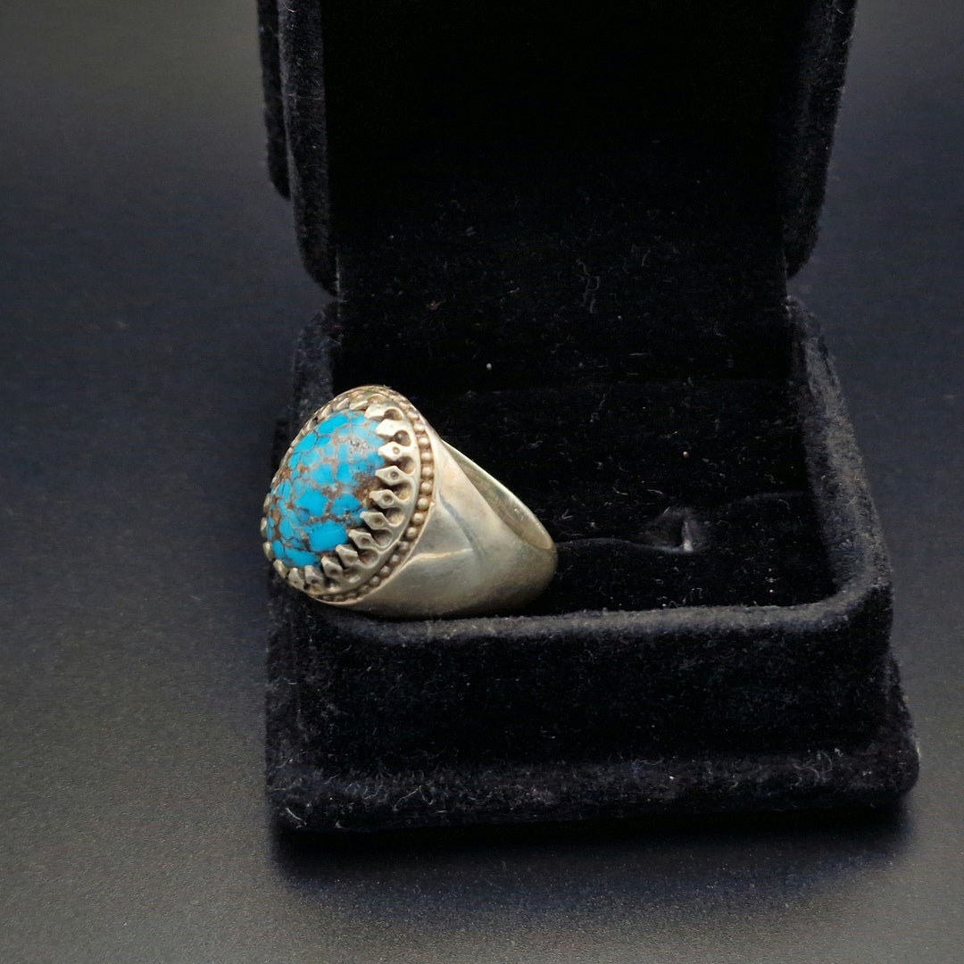Stunning Natural Turquoise Silver Ring Fairuz - Etsy