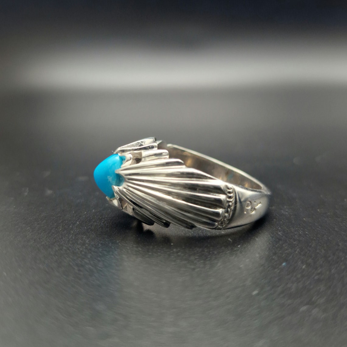 Turquoise (fairuz / Feroze) Silver Ring Handmade / Turquoise Silver ...