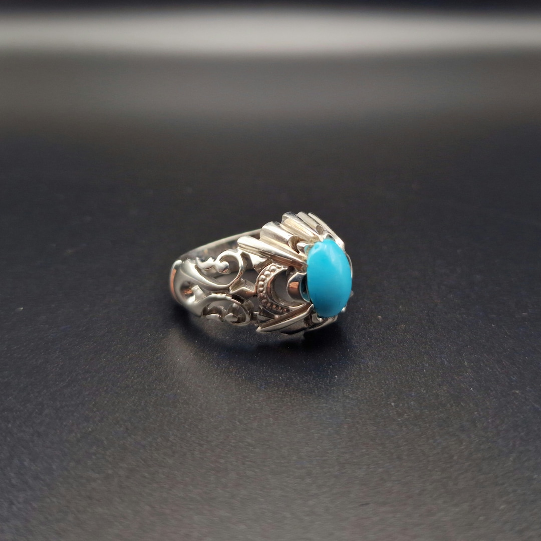 Natural Turquoise Silver Ring fairuz / Feroze Handmade / Naturally ...