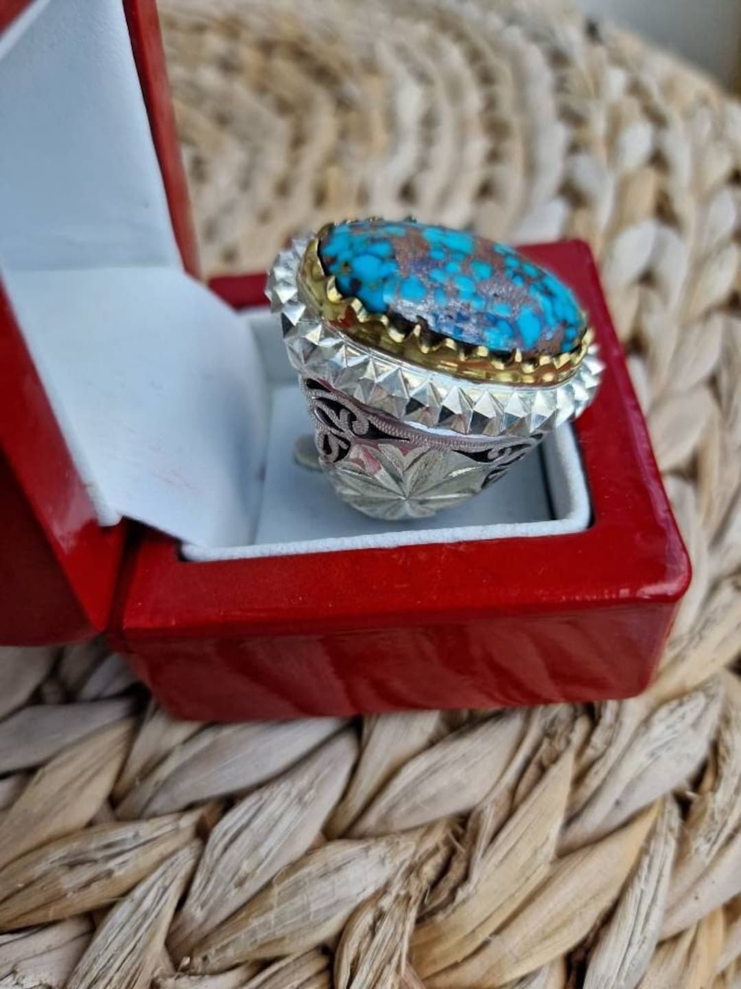 Stunning Natural Turquoise Silver Ring Fairuz - Etsy