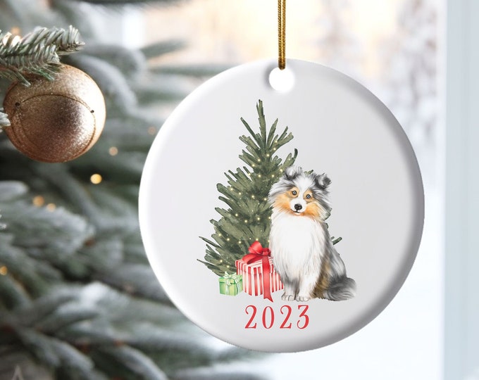 Christmas Sheltie Ornament, Shetland Sheepdog Decoration, Sheltie Dog ...