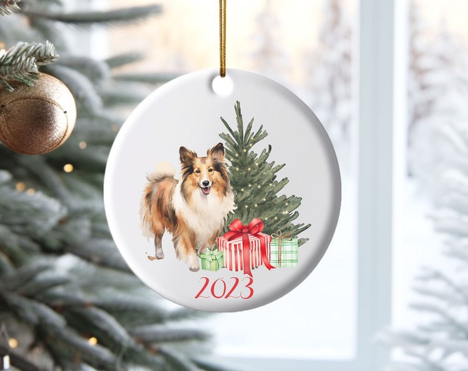 Christmas Sheltie Ornament, Shetland Sheepdog Decoration, Sheltie Dog ...