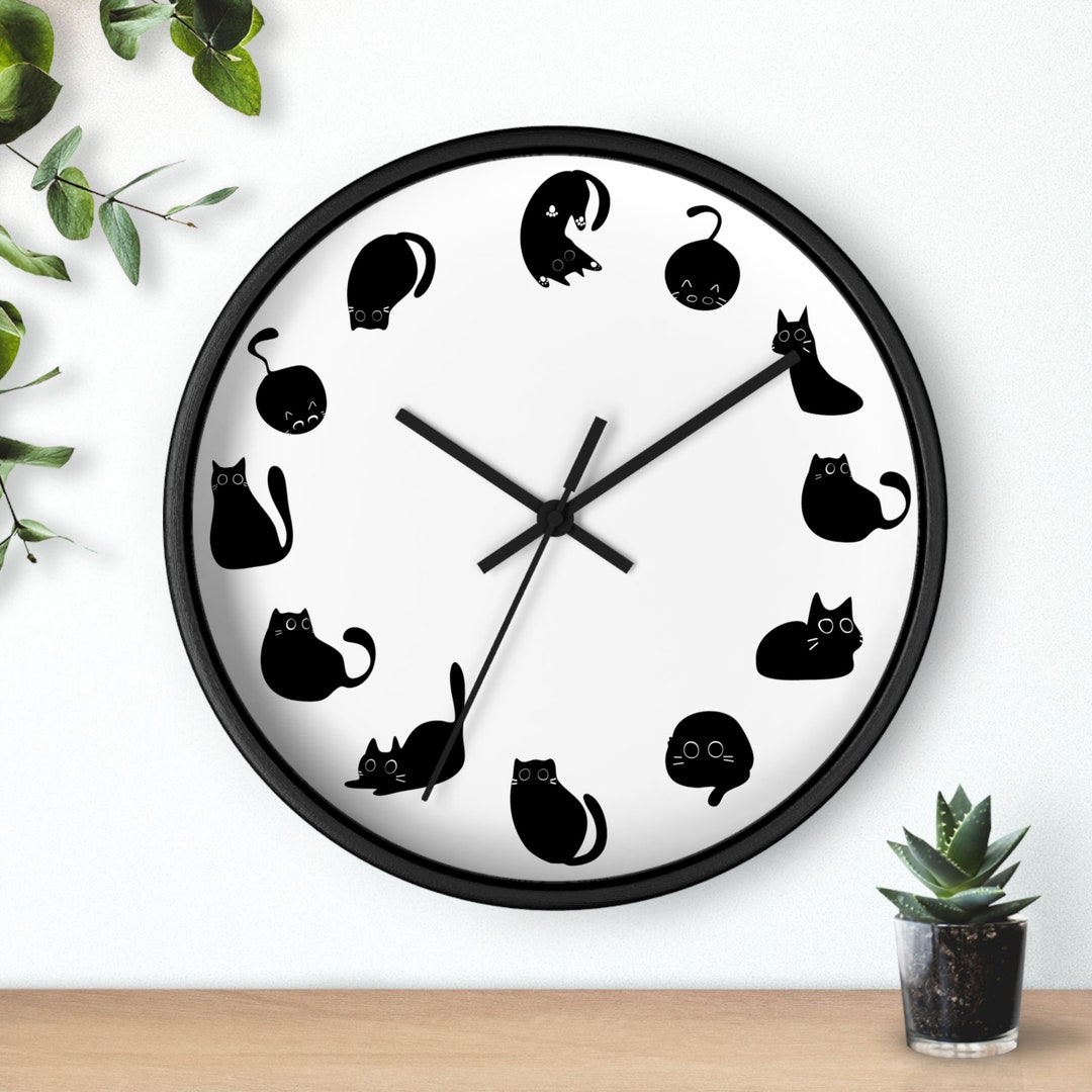 Cats Wall Clock, Cats Clock, Black Cat Gifts for Her, Black Cat Gifts ...