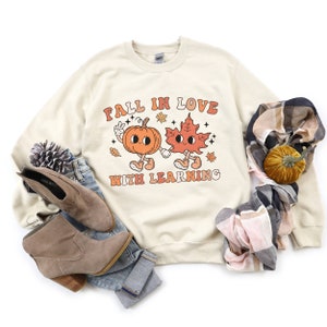 Fall in Love With Learning Shirt, Fall Teacher Sweatshirt ...