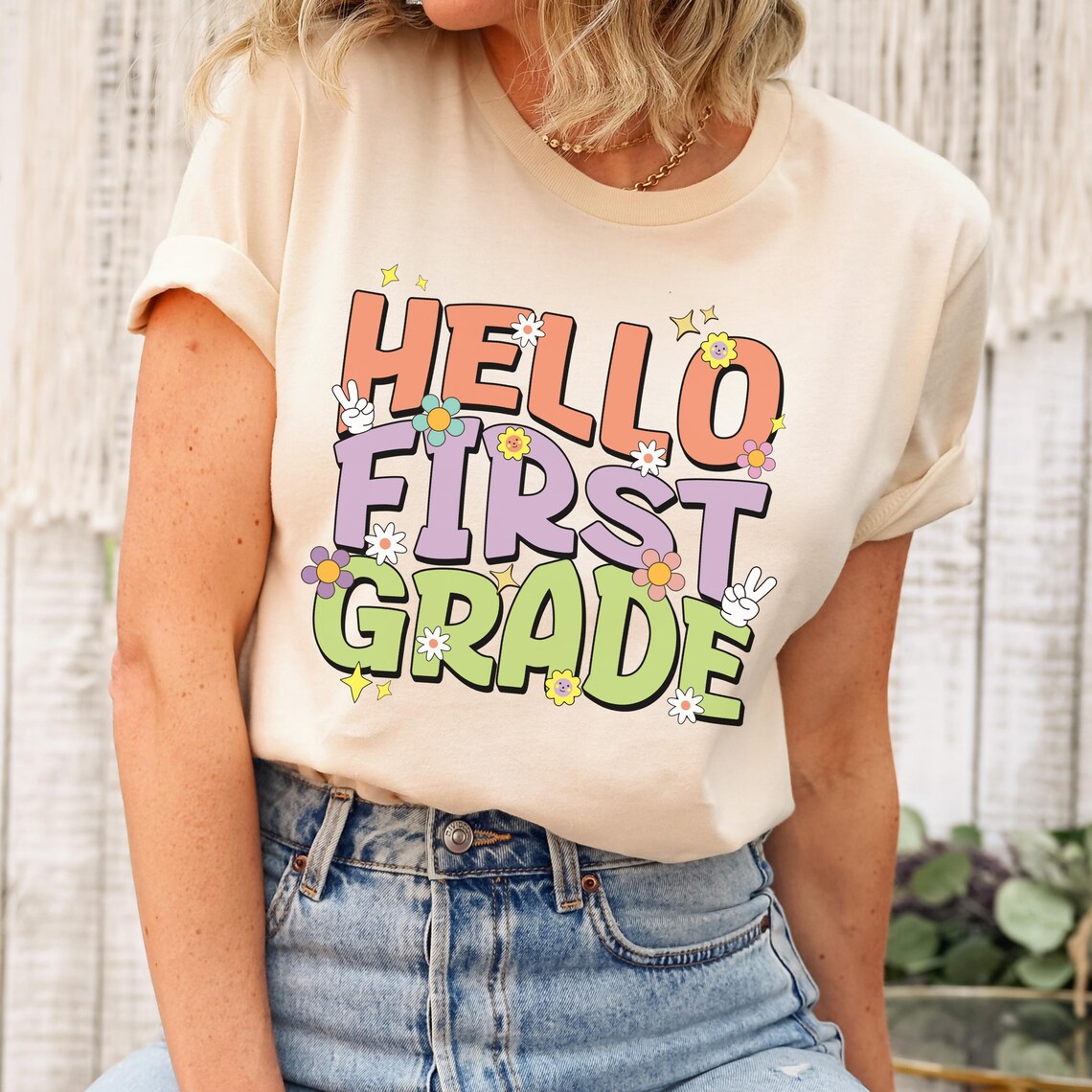 Hello 1st Grade Shirt, Hello First Grade Shirt Cute 1st Grade Teacher ...