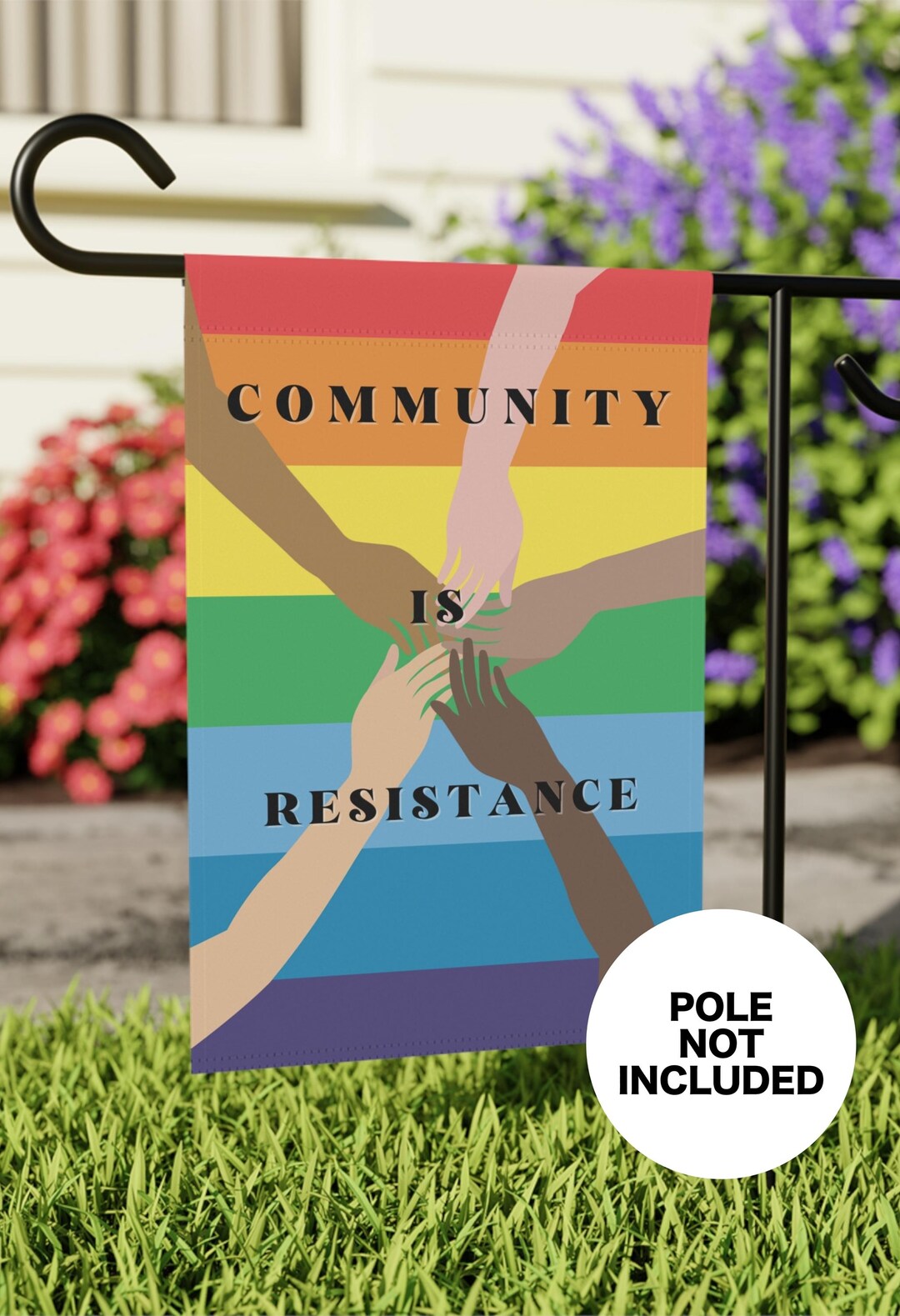 Community is Resistance Garden Flag, Pride Progress Flag, Inclusion ...