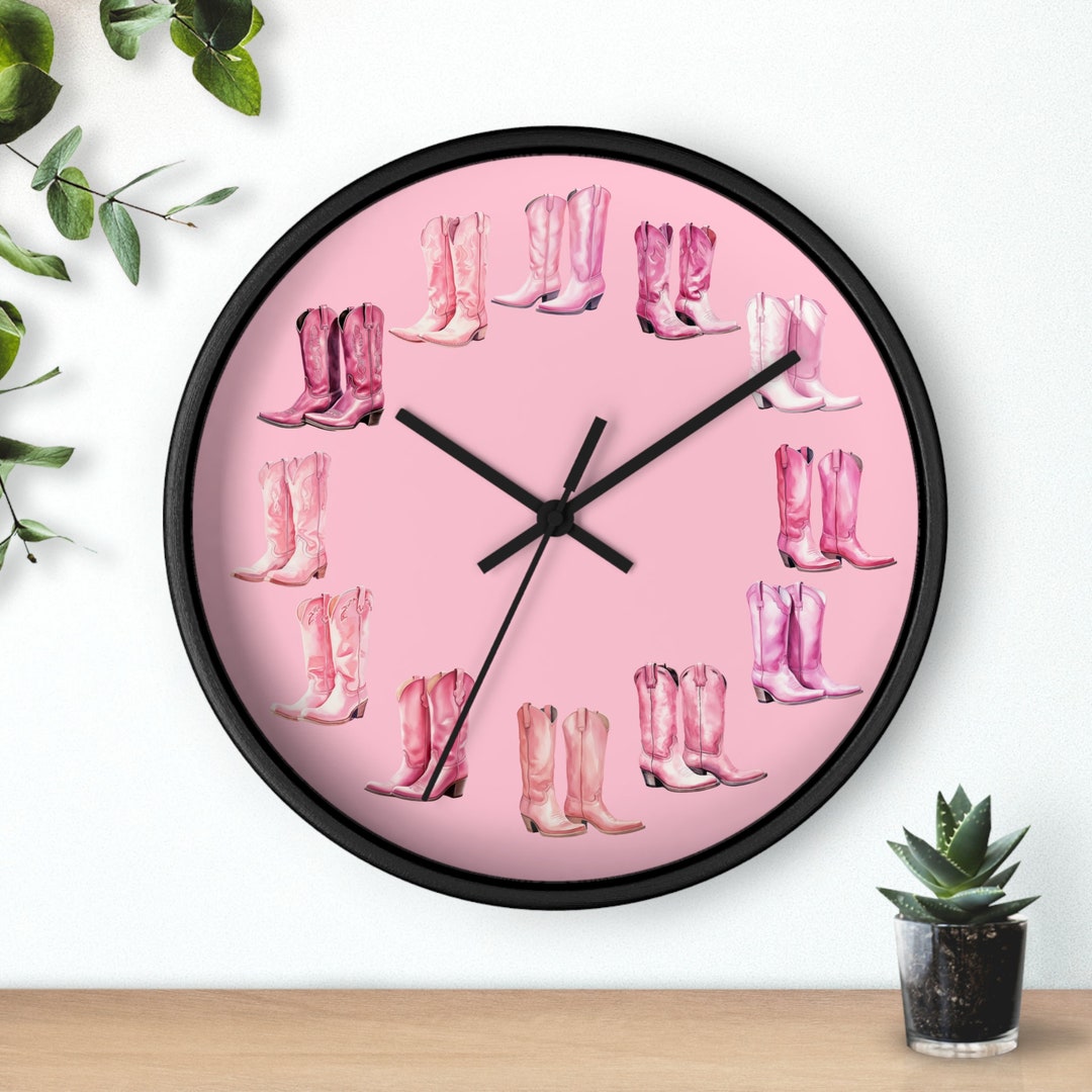 Pink Cowboy Boots Clock, Western Wall Clock, Pink Cowboy Boots Wall Art ...