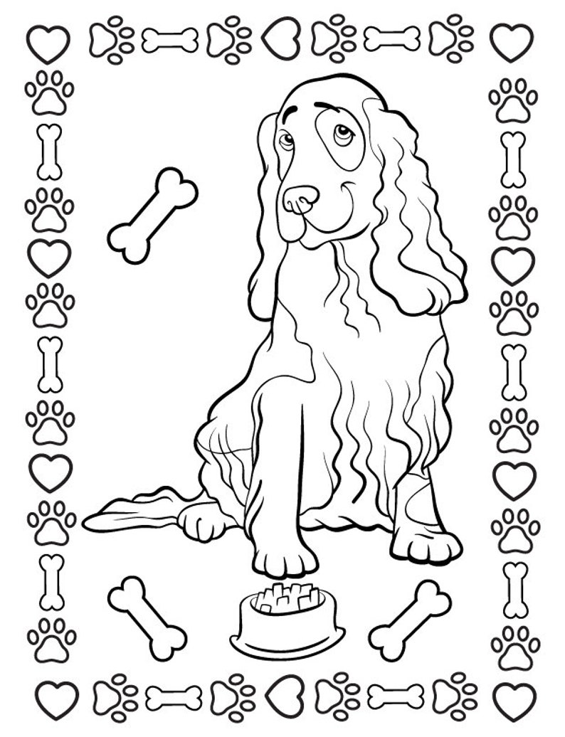 Dog Coloring Book, 20 Dog Pictures to Print for Children's Coloring ...