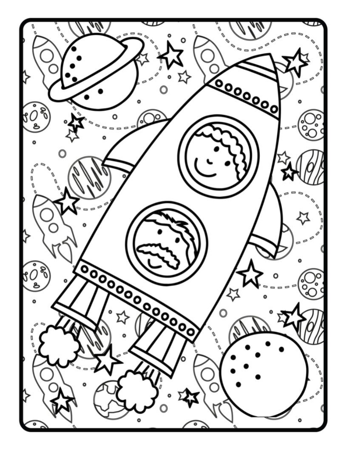 Space Coloring Book, 30 Space Pictures to Print for Children's Coloring ...
