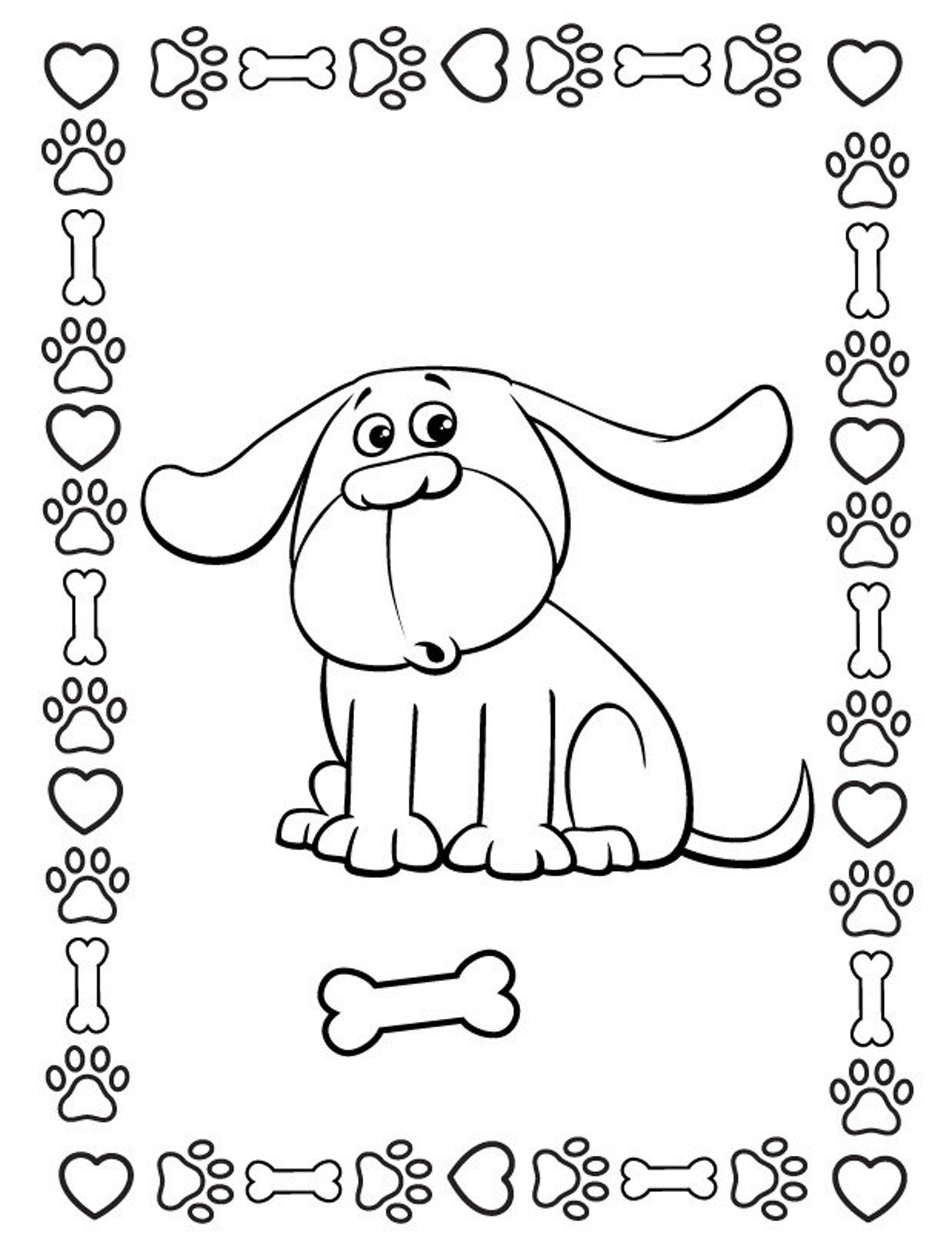 Dog Coloring Book, 20 Adorable Pictures to Print for Children's ...