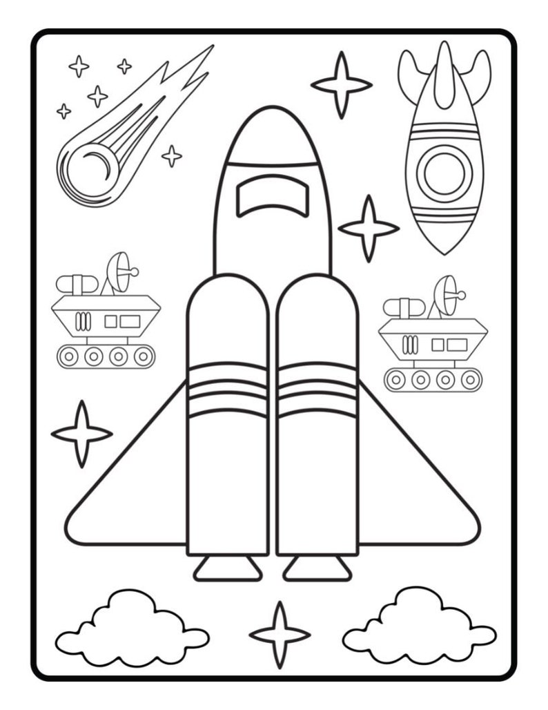 Space Coloring Book, 30 Space Pictures to Print for Children's Coloring ...