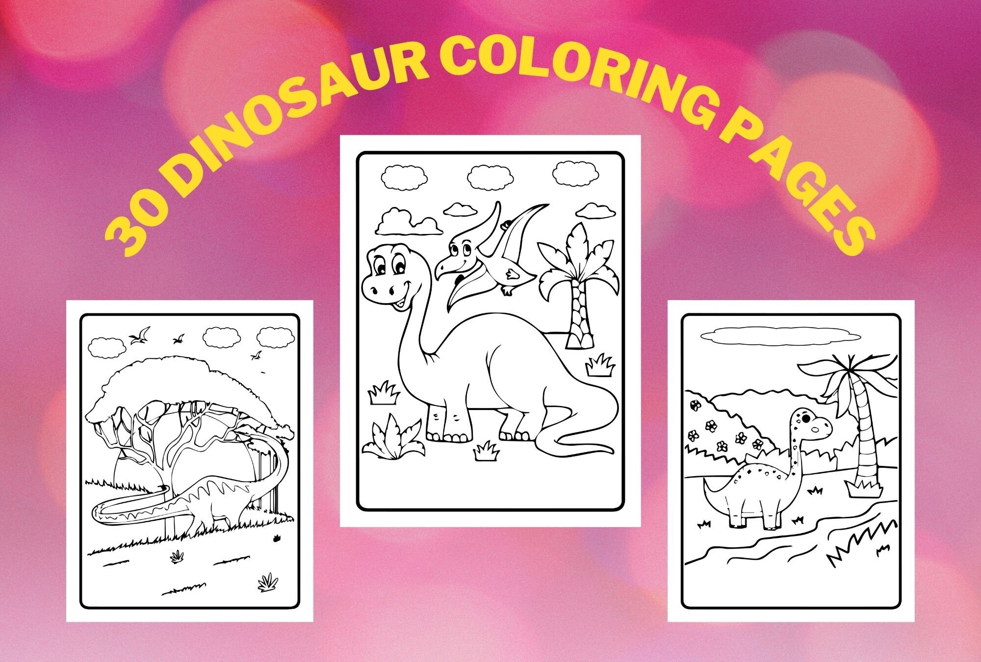 Dinosaur Coloring Book, 30 Dinosaur Pictures to Print for Children's ...