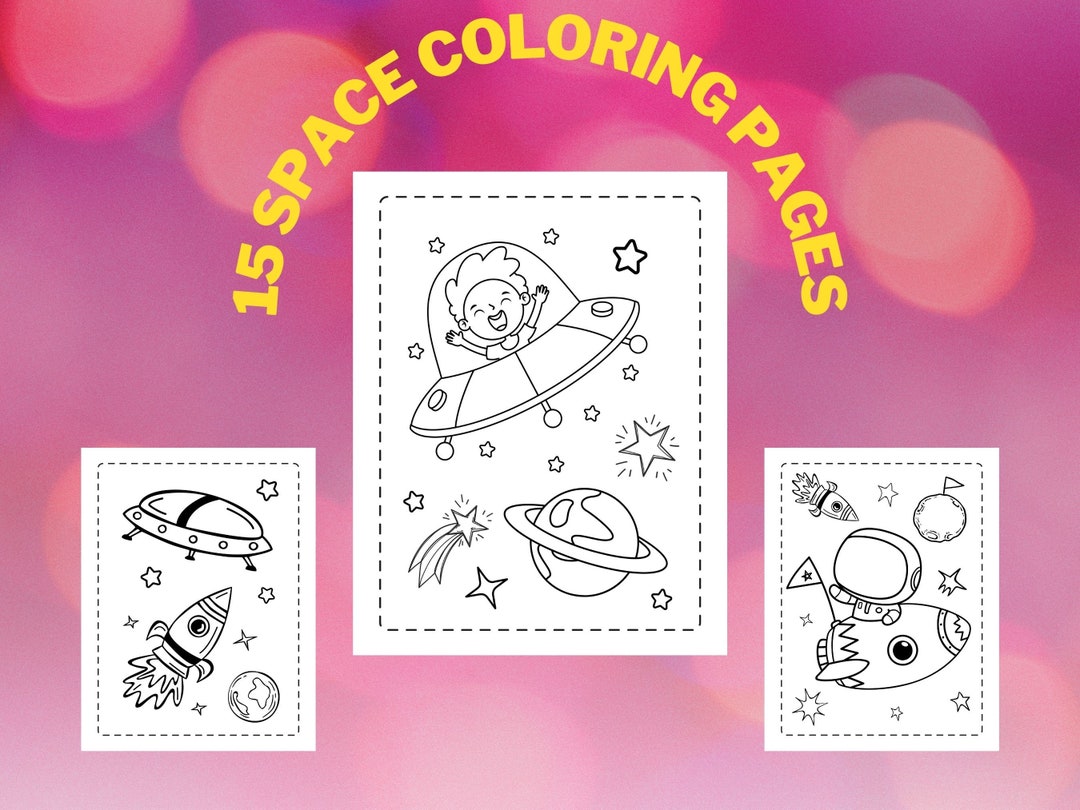 Space Coloring Book, 15 Space Pictures to Print for Children's Coloring ...